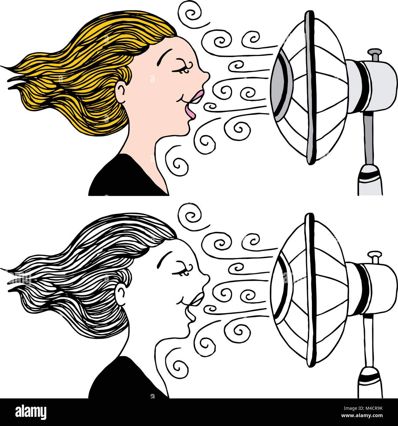 Cooling off with fan Stock Vector Images - Alamy