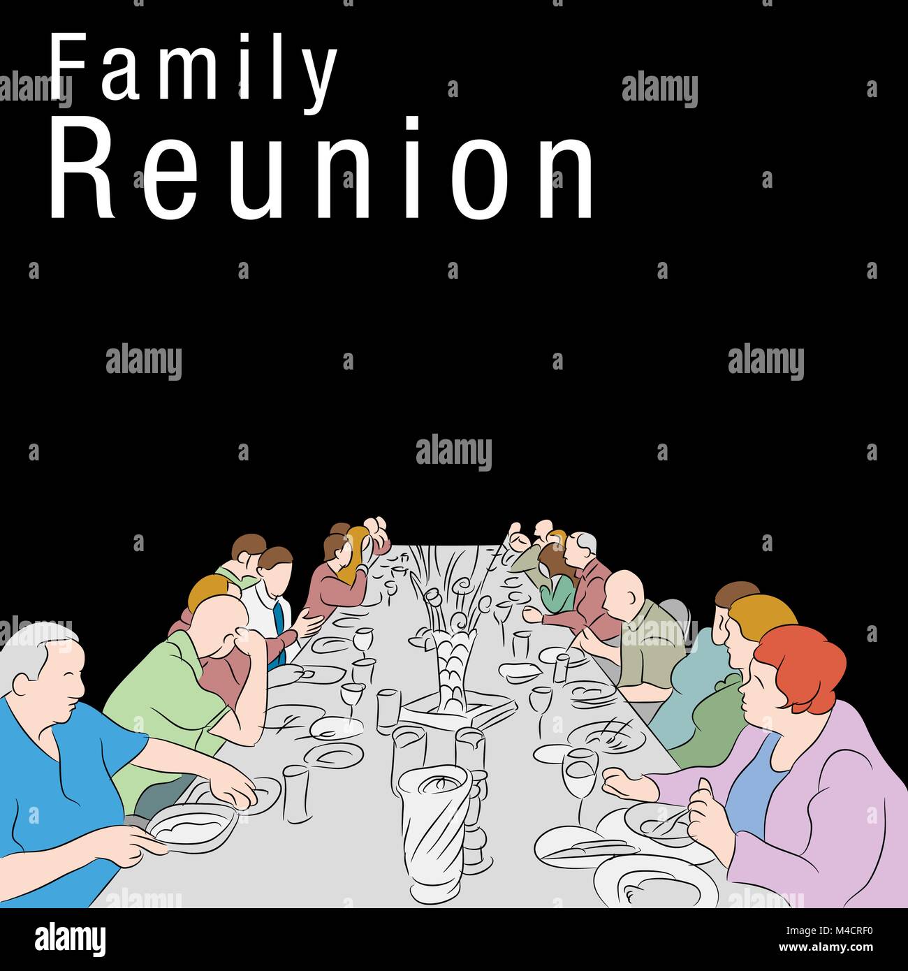 Reunion meal table Stock Vector Images - Alamy