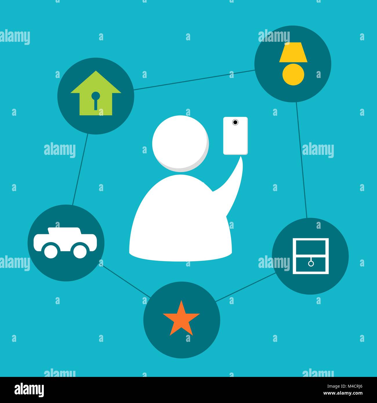 An image of an abstract person controlling items at home with a ...