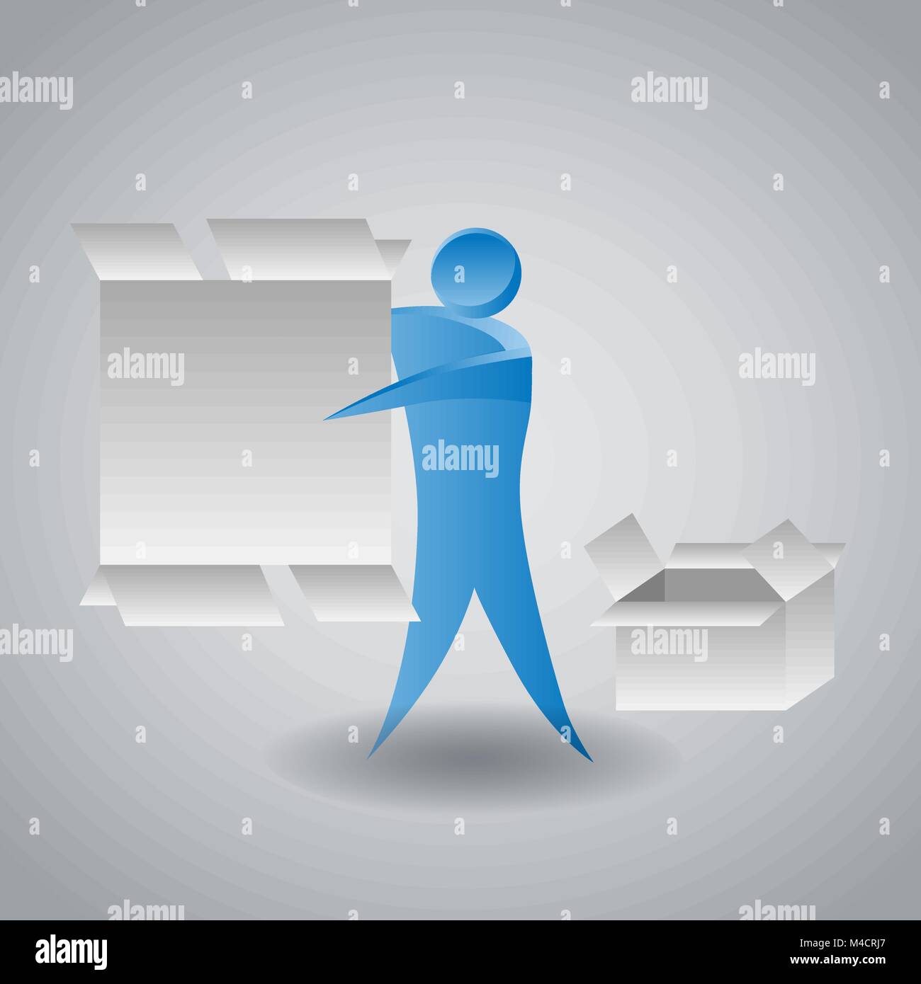 An image of an abstract person putting boxes together Stock Vector ...