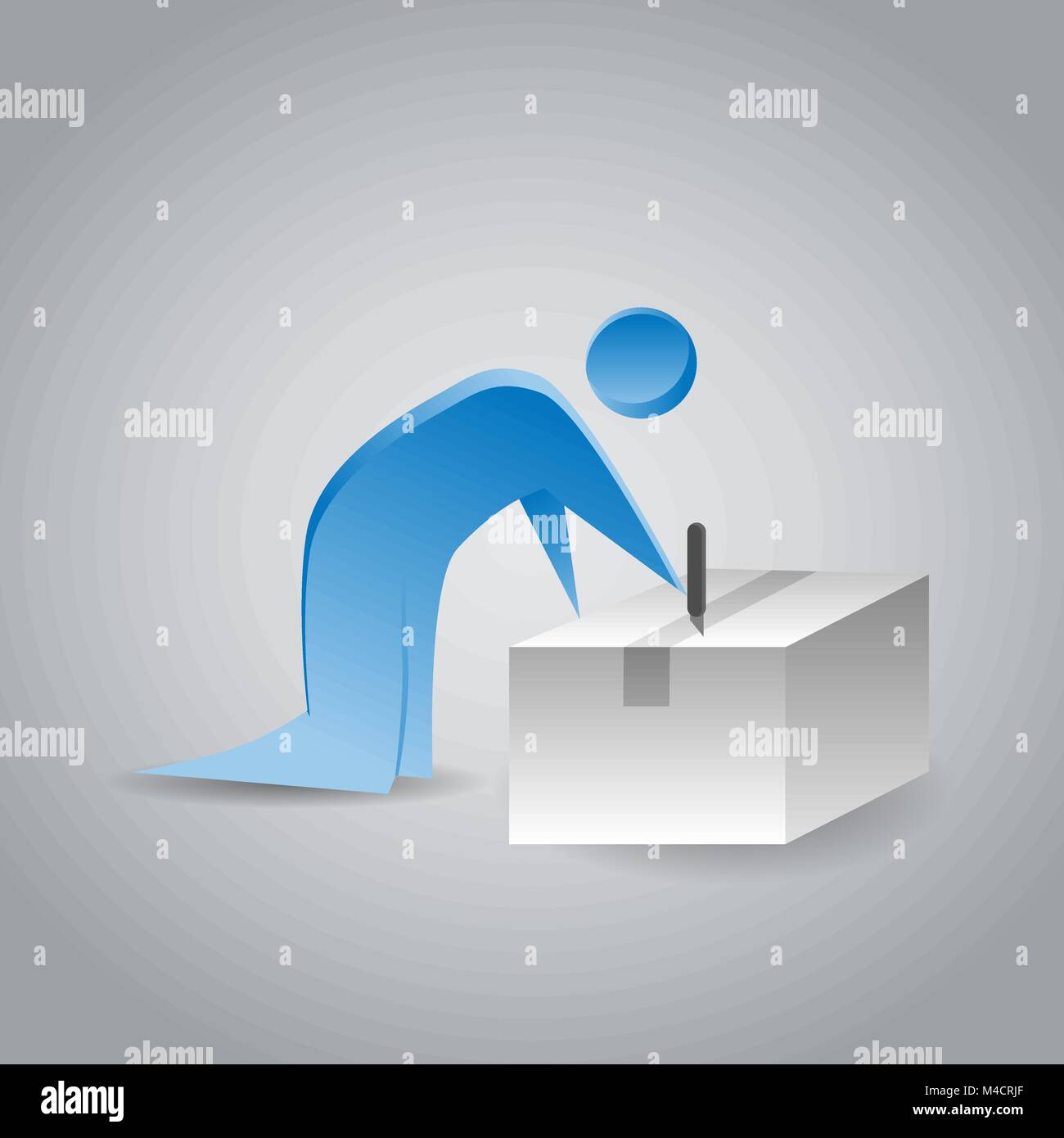 An image of an abstract person opening a box with a razor blade Stock ...