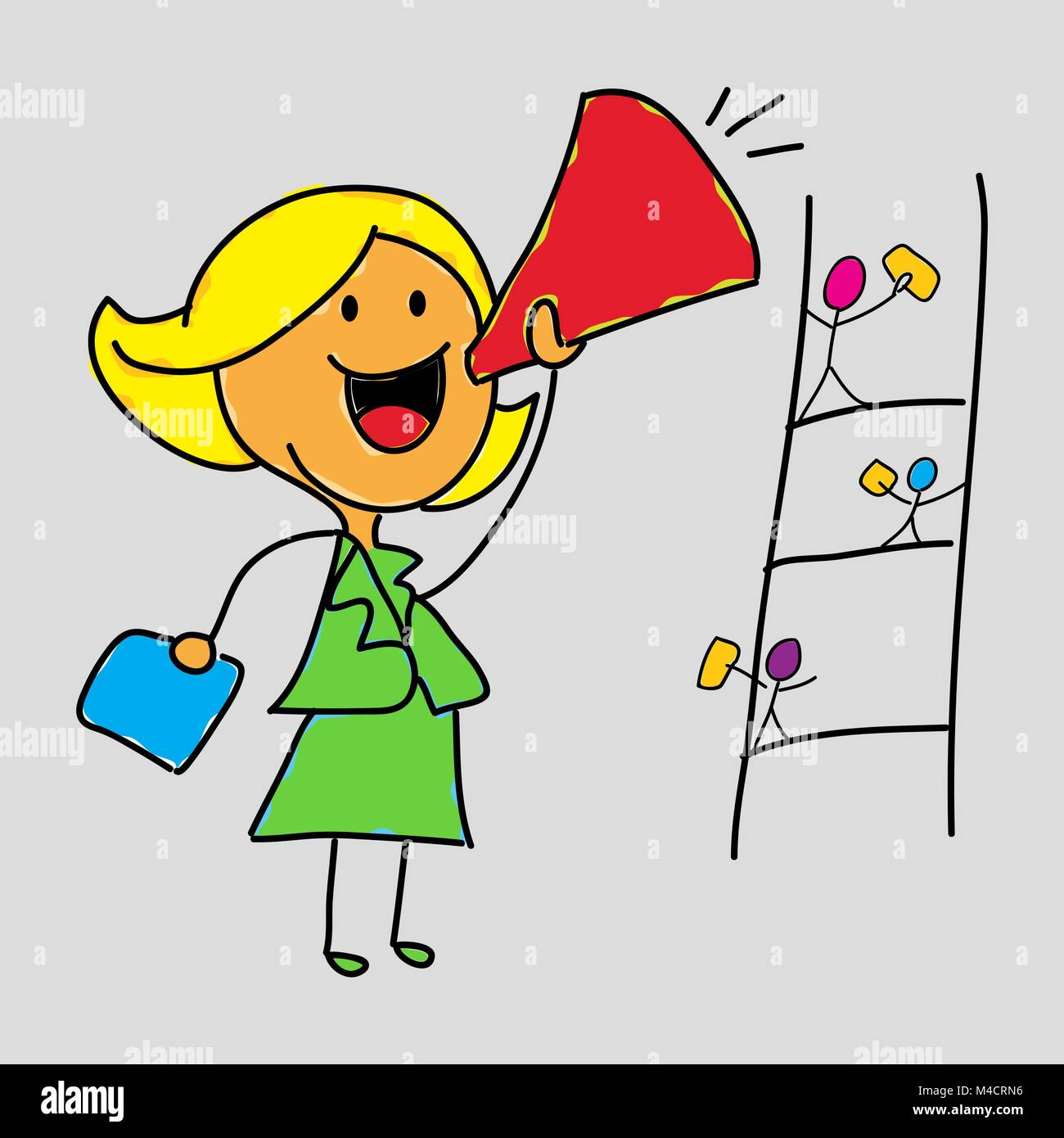 Megaphone woman ladder Stock Vector Images - Alamy