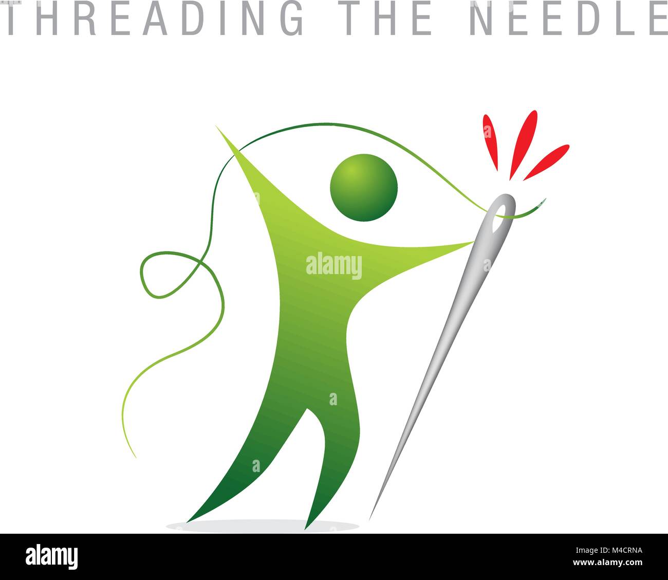 Threading a sewing needle illustration Stock Vector Images - Alamy