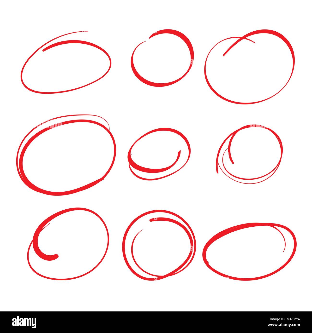 Red Circle Grading Marks with Swoosh Feel - Marking up the Papers Stock ...