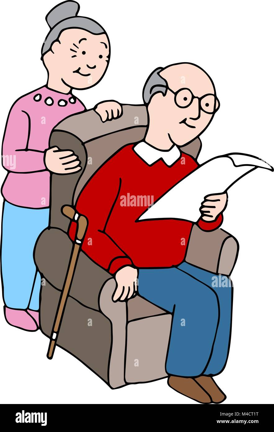 An image of a senior couple reading a document together Stock Vector ...