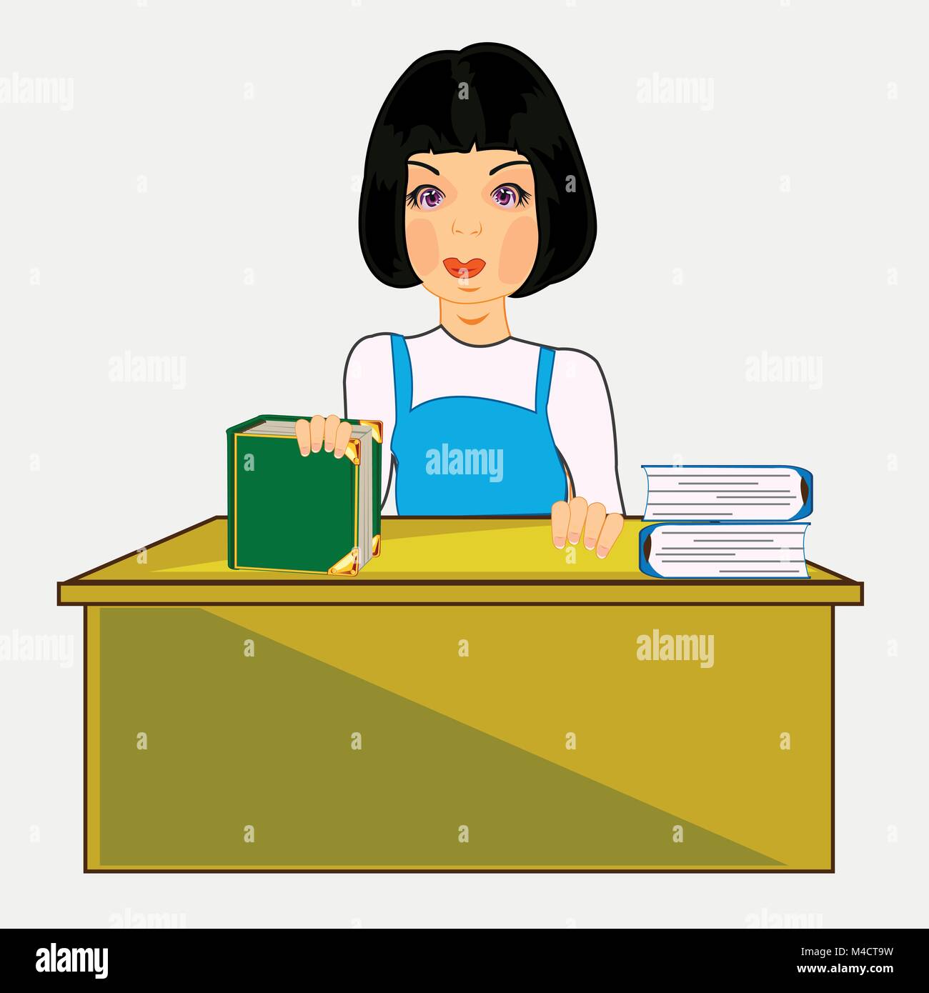 Girl at the table Stock Vector Image & Art - Alamy