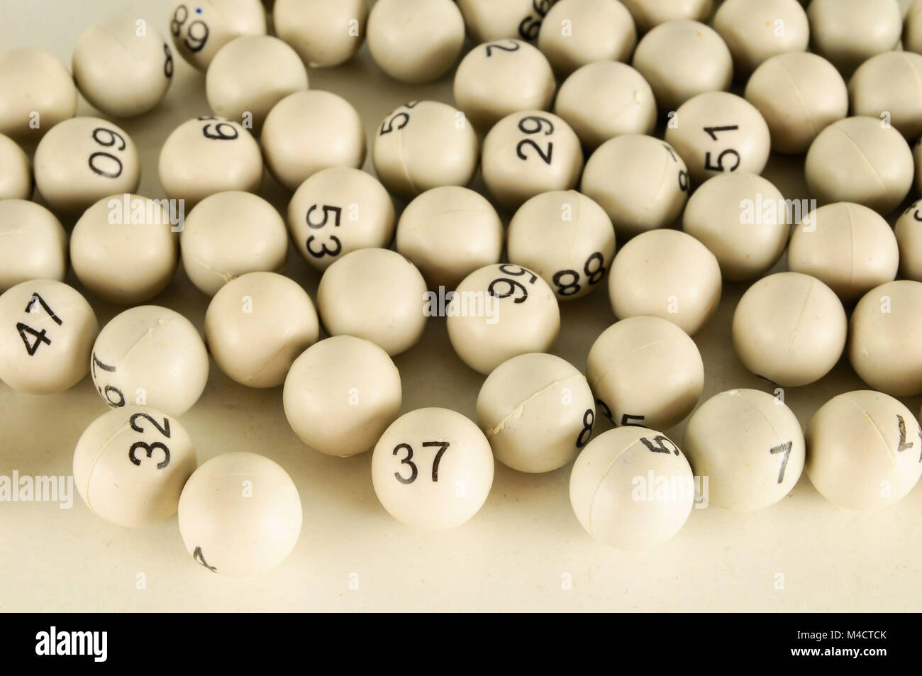 Set of several white bingo balls with numbers Stock Photo - Alamy