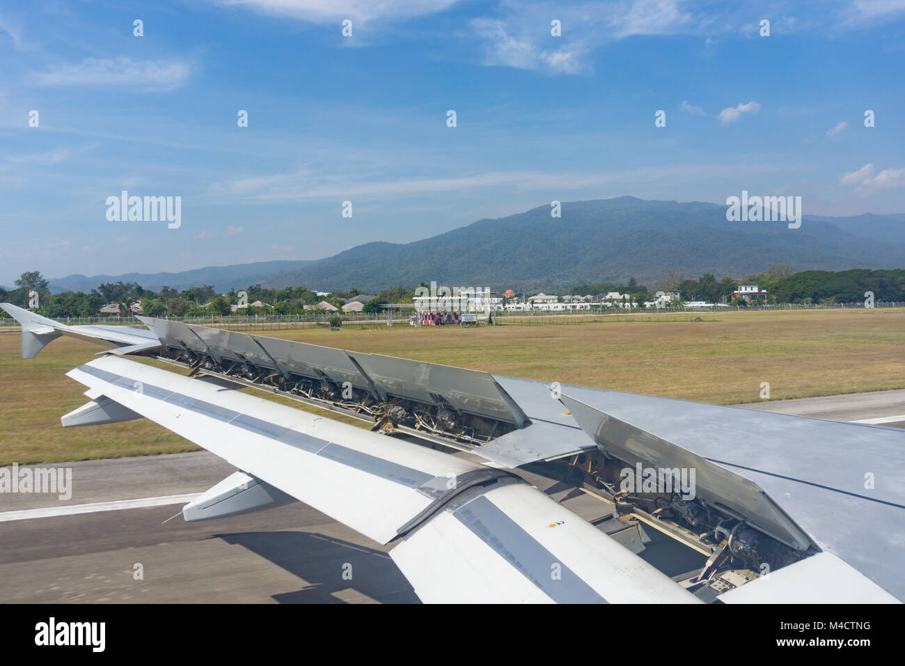 CHIANG MAI THAILAND - JANUARY 27 2018; coming into land wing flaps up ...