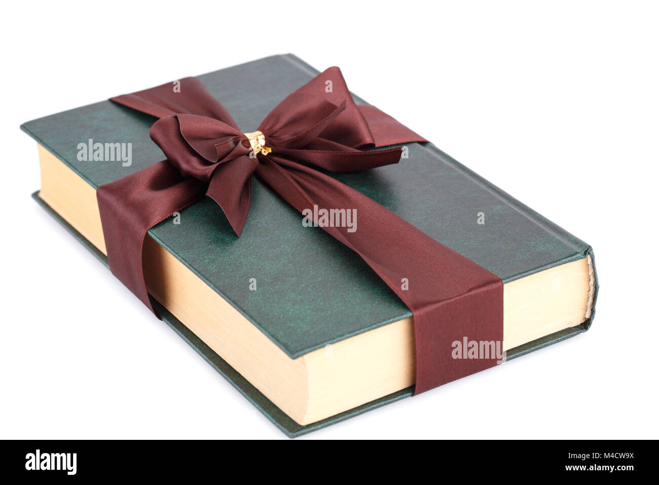 Book with brown ribbon isolated on white background Stock Photo - Alamy
