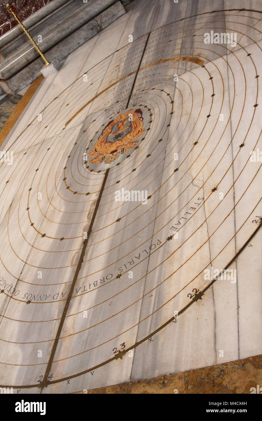 The sundial of the polar star meridian inside the Basilica di Santa ...