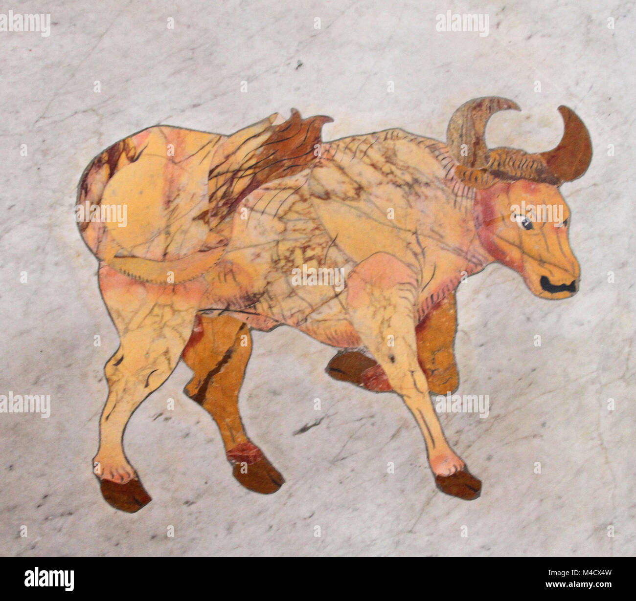 Taurus star sign tile fresco next to the Clementine Line Meridian, the ...