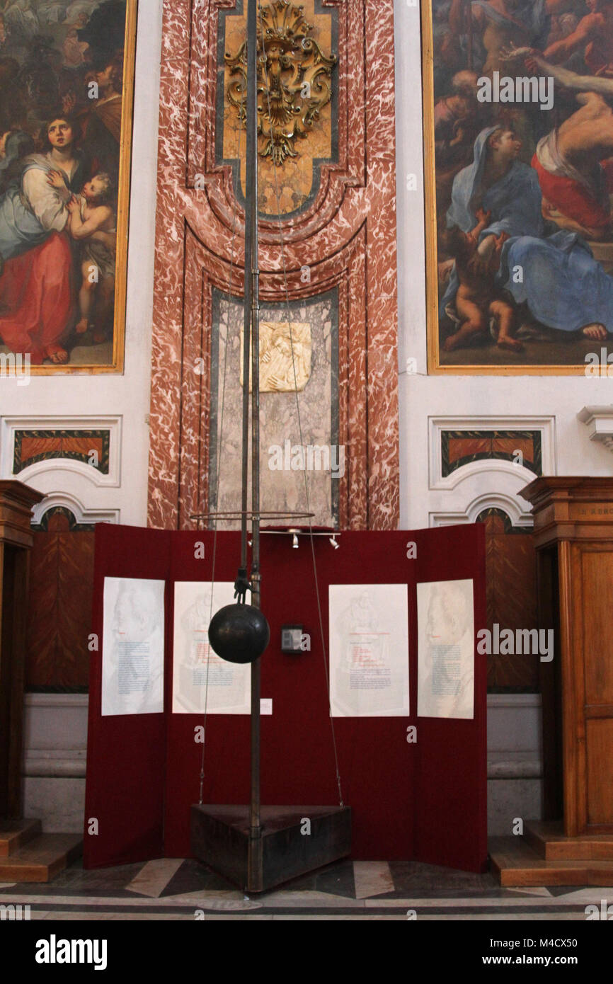 Front view of Galileo's Pendulum in the Basilica santa maria degli ...