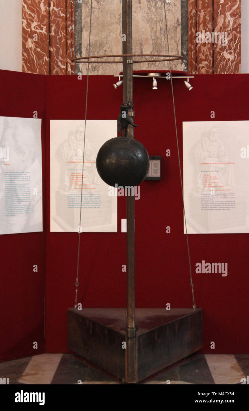 Front view close-up of Galileo's Pendulum in the Basilica santa maria ...