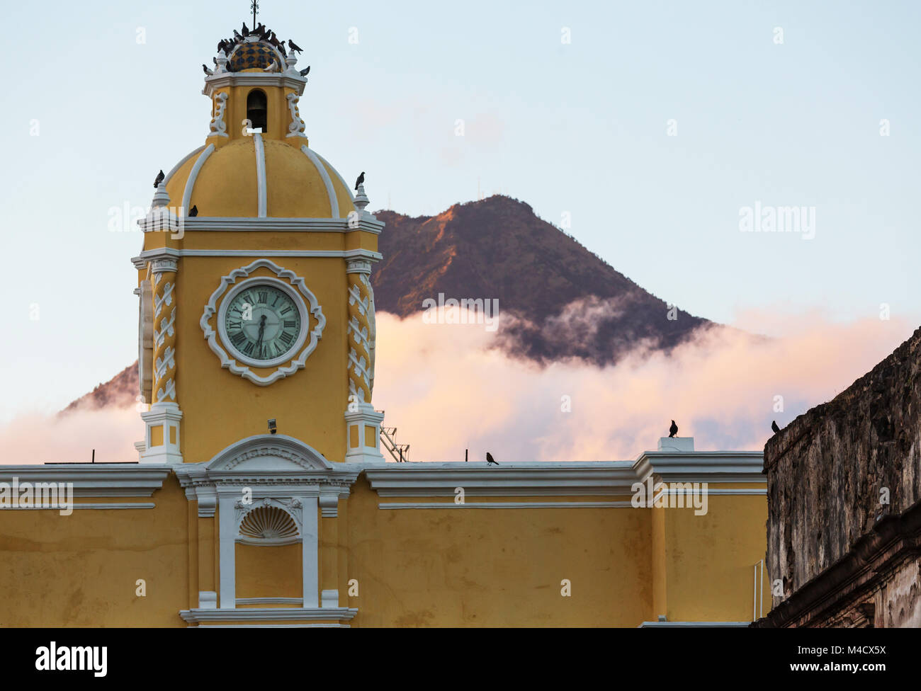 Colonial architecture in ancient Antigua Guatemala city, Central ...