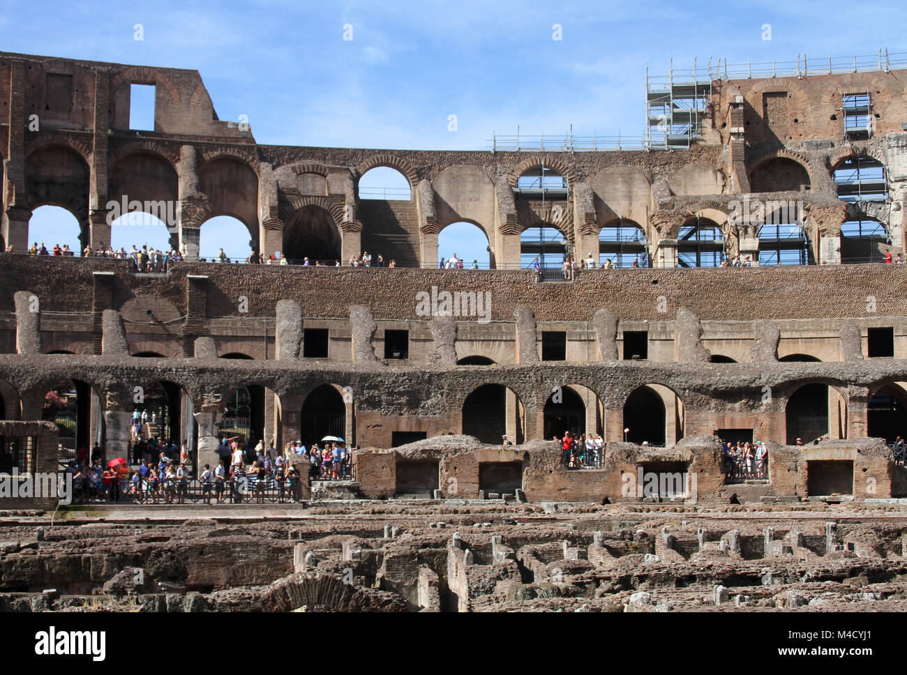 The interior of the Colosseum, tiered seating area, Rome, Italy Stock ...