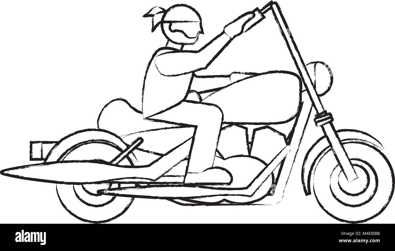 Biker riding motorcycle drawing Cut Out Stock Images & Pictures - Alamy