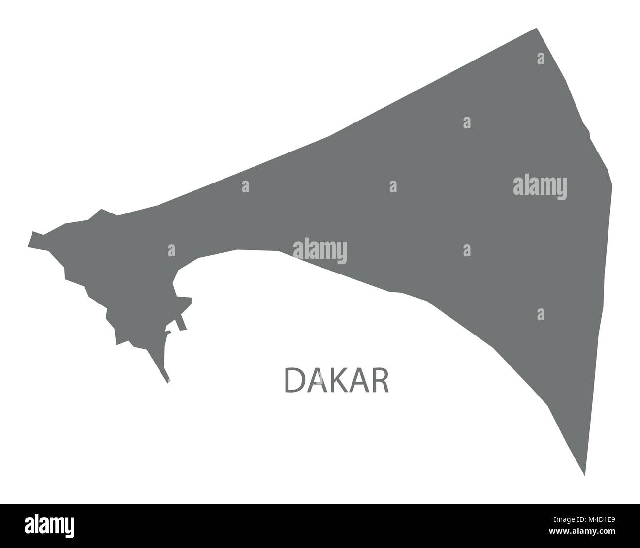 Dakar map of Senegal grey illustration silhouette shape Stock Vector ...