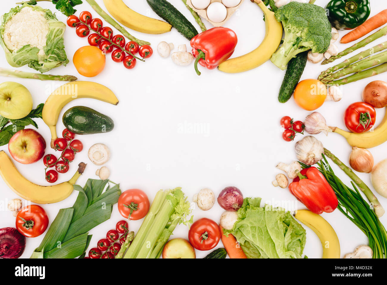 top view of vegetables and fruits isolated on white Stock Photo - Alamy