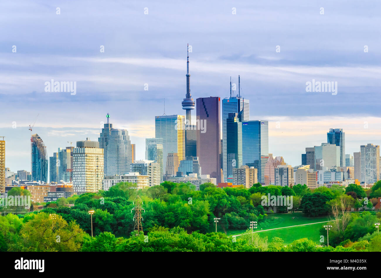 Toronto Skyline, Downtown with Cn Tower in the spring Stock Photo - Alamy
