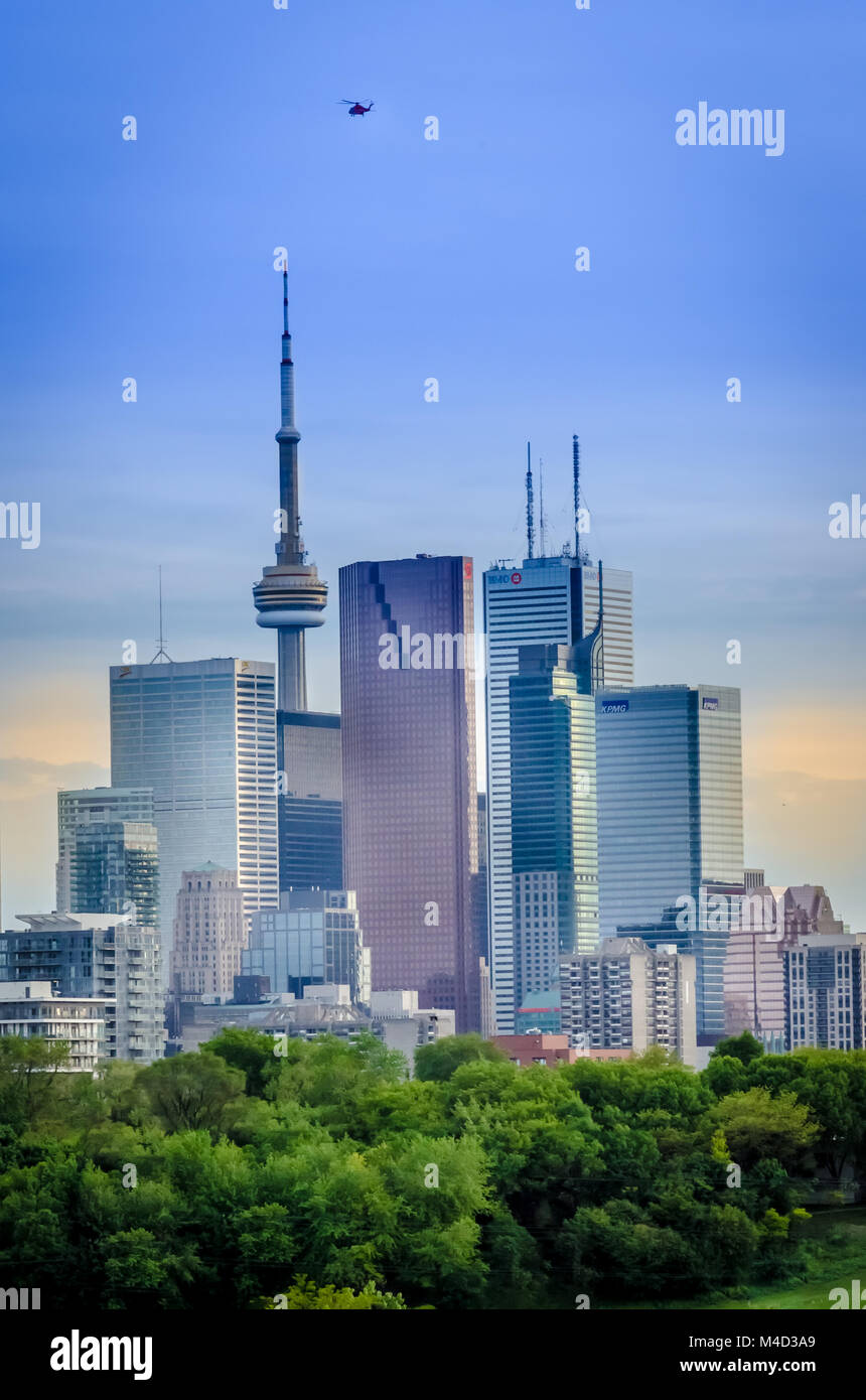 Toronto Skyline, Downtown with Cn Tower in the spring Stock Photo - Alamy