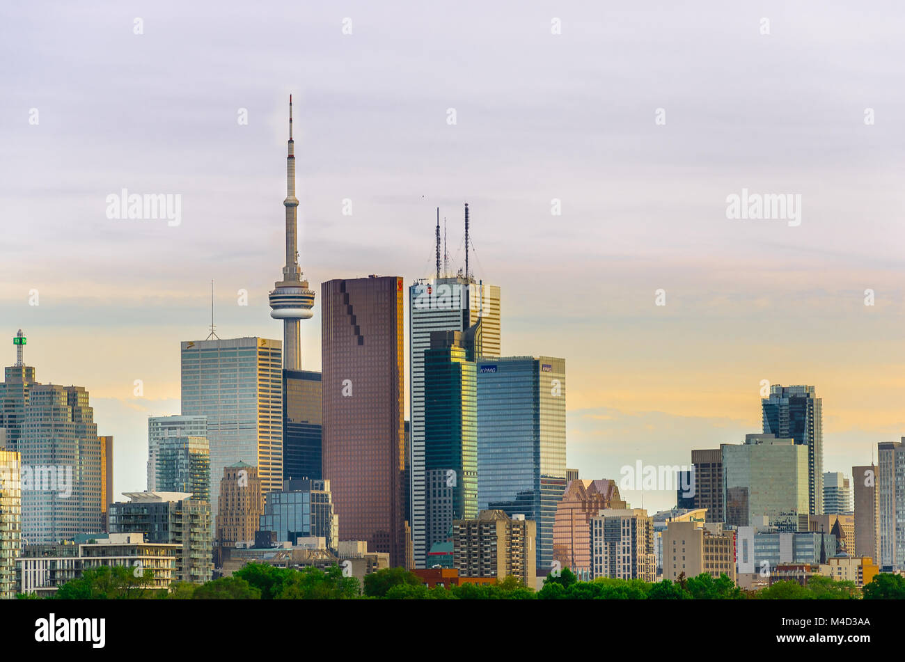 Toronto Skyline, Downtown with Cn Tower in the spring Stock Photo - Alamy