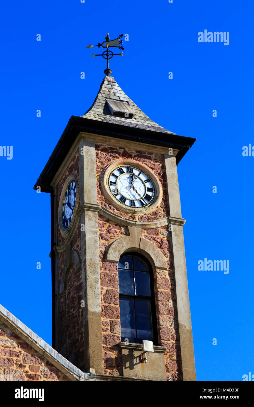 Kingsand village, Rame head, Torpoint, Cornwall. Clocktower Stock Photo ...