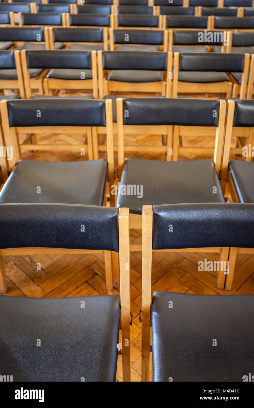 Empty chairs in the church Stock Photo - Alamy