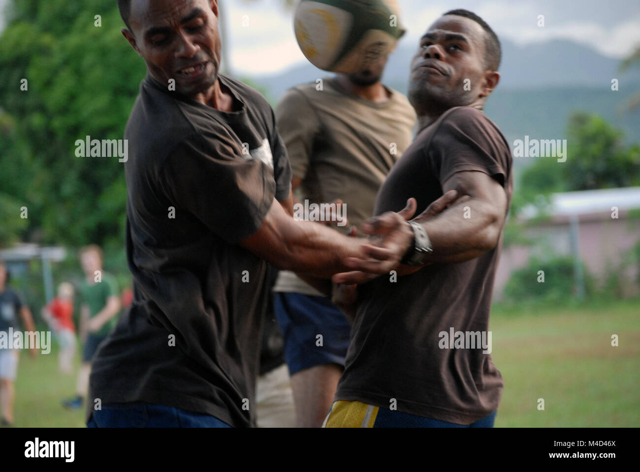 Fijian men playing rugby, Rakiraki playing field, Fiji Stock Photo - Alamy