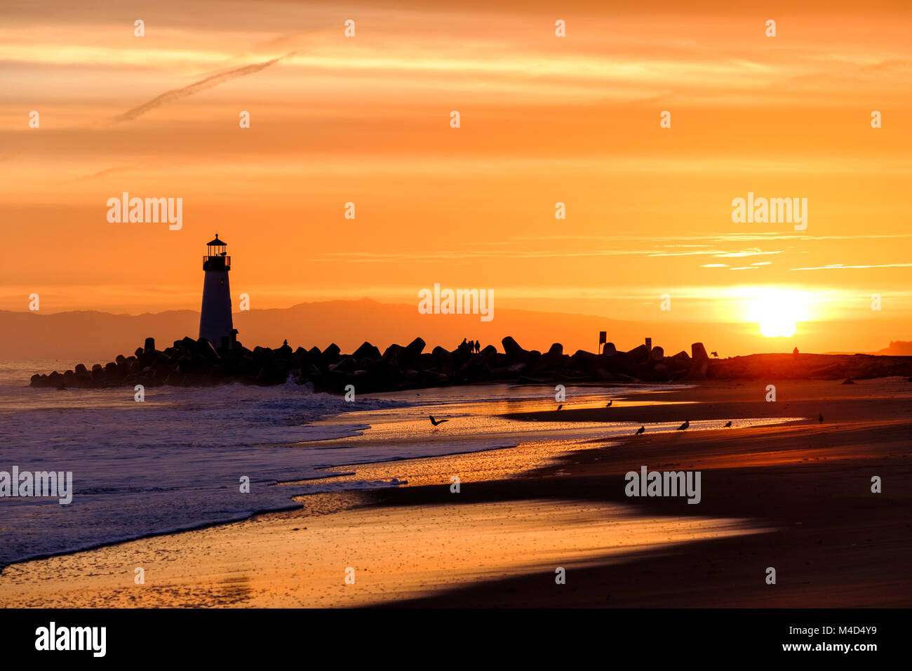Santa Cruz Breakwater Light (Walton Lighthouse) at sunrise Stock Photo ...