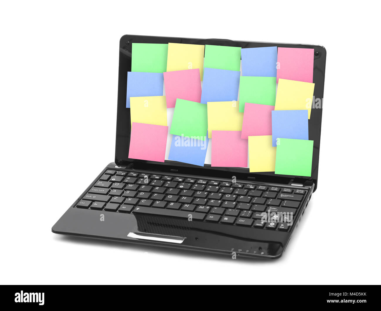 Sticky Note Papers on Notebook computer Screen Stock Photo - Alamy