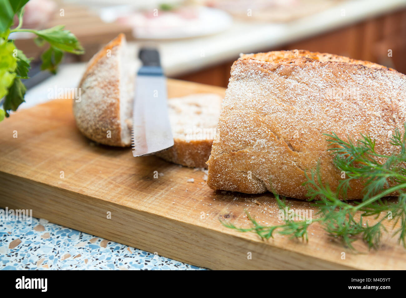 Fresh bread slices on cutting hi-res stock photography and images - Alamy