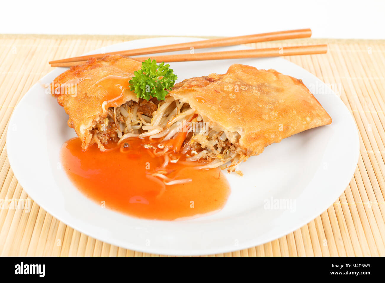 spring roll with sauce Stock Photo - Alamy