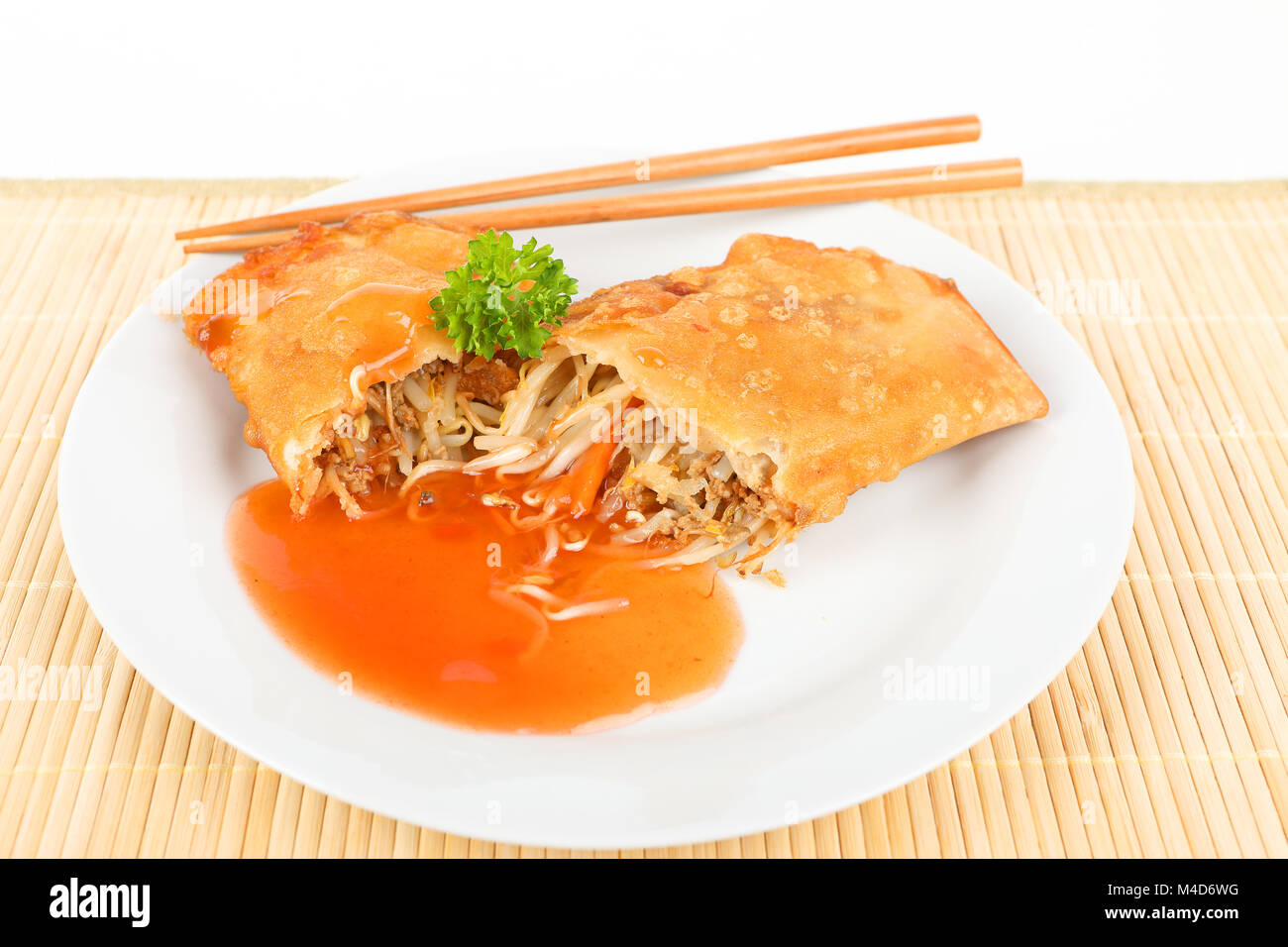 spring roll with sauce Stock Photo - Alamy