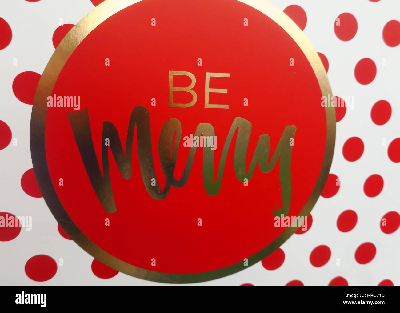 A christmas illustration of 'be merry' in red and gold Stock Photo - Alamy