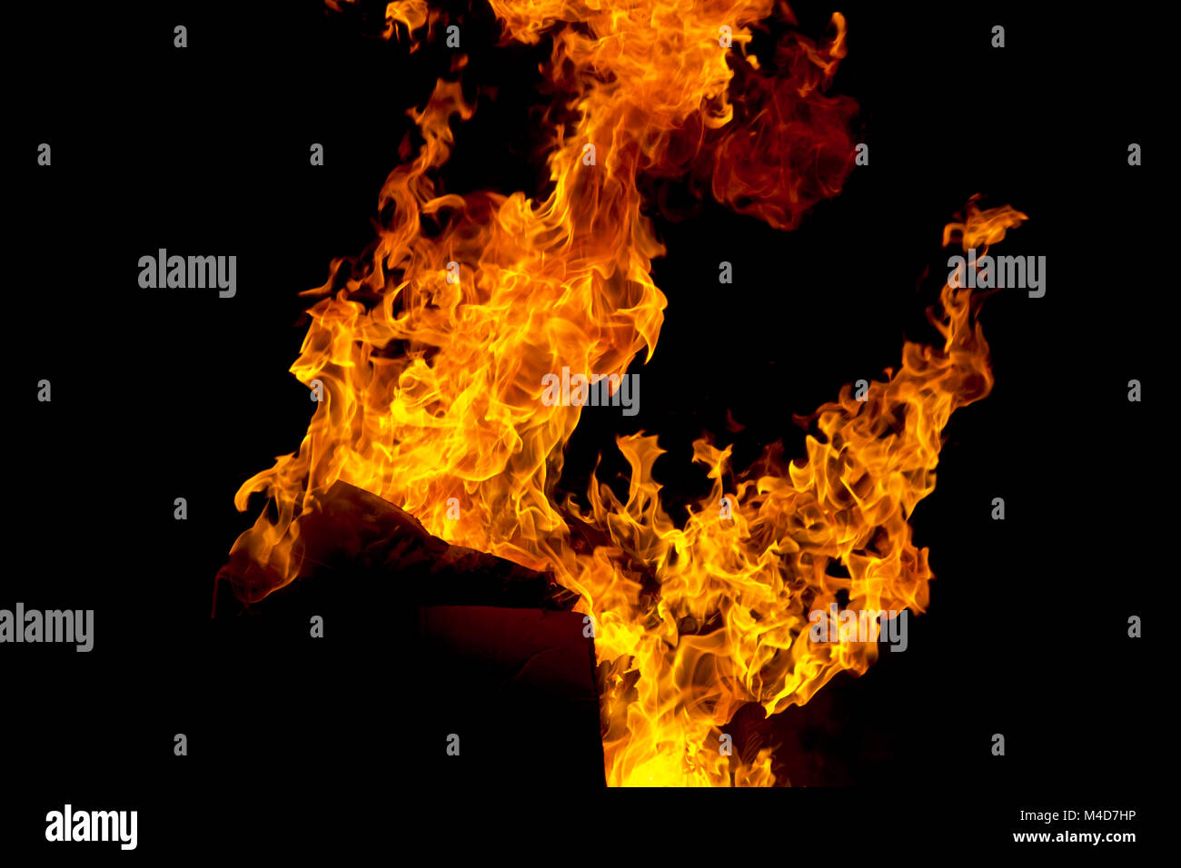 Burning fire bonfire on black hi-res stock photography and images - Alamy