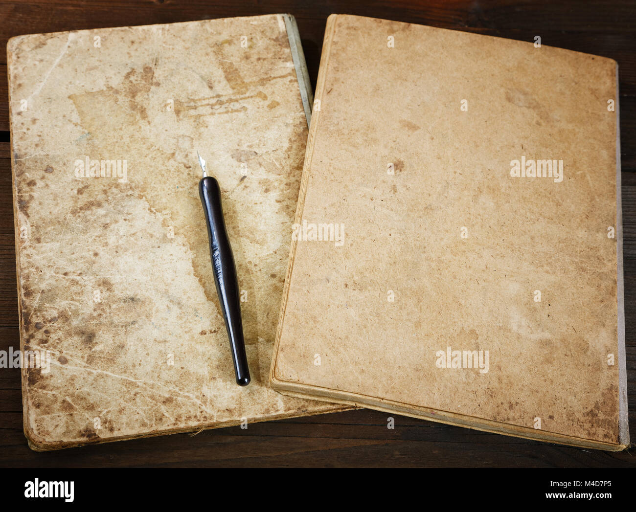 Still-life with old writing-books a nib Stock Photo - Alamy
