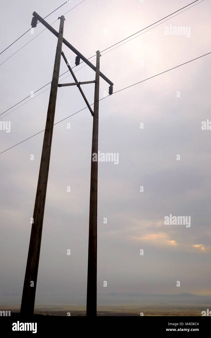 Wooden transmission line tower hi-res stock photography and images - Alamy