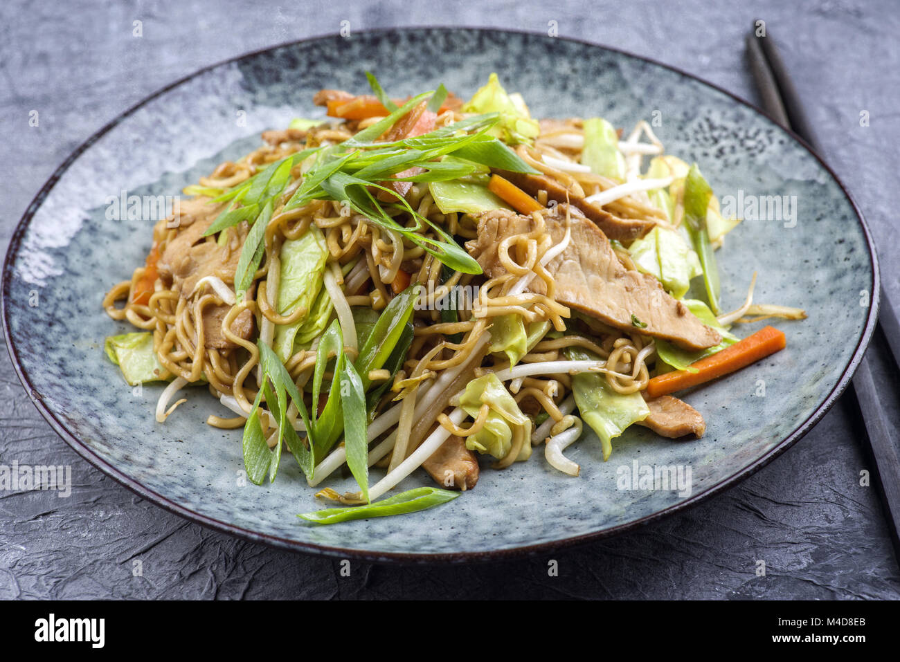 Chicken Yakisoba on Plate Stock Photo - Alamy