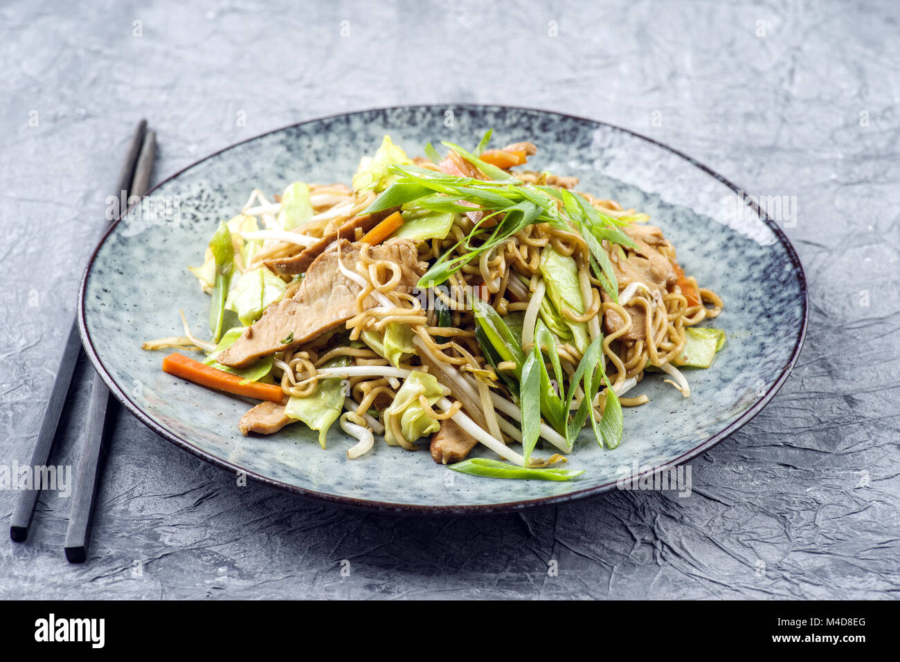 Chicken Yakisoba on Plate Stock Photo - Alamy