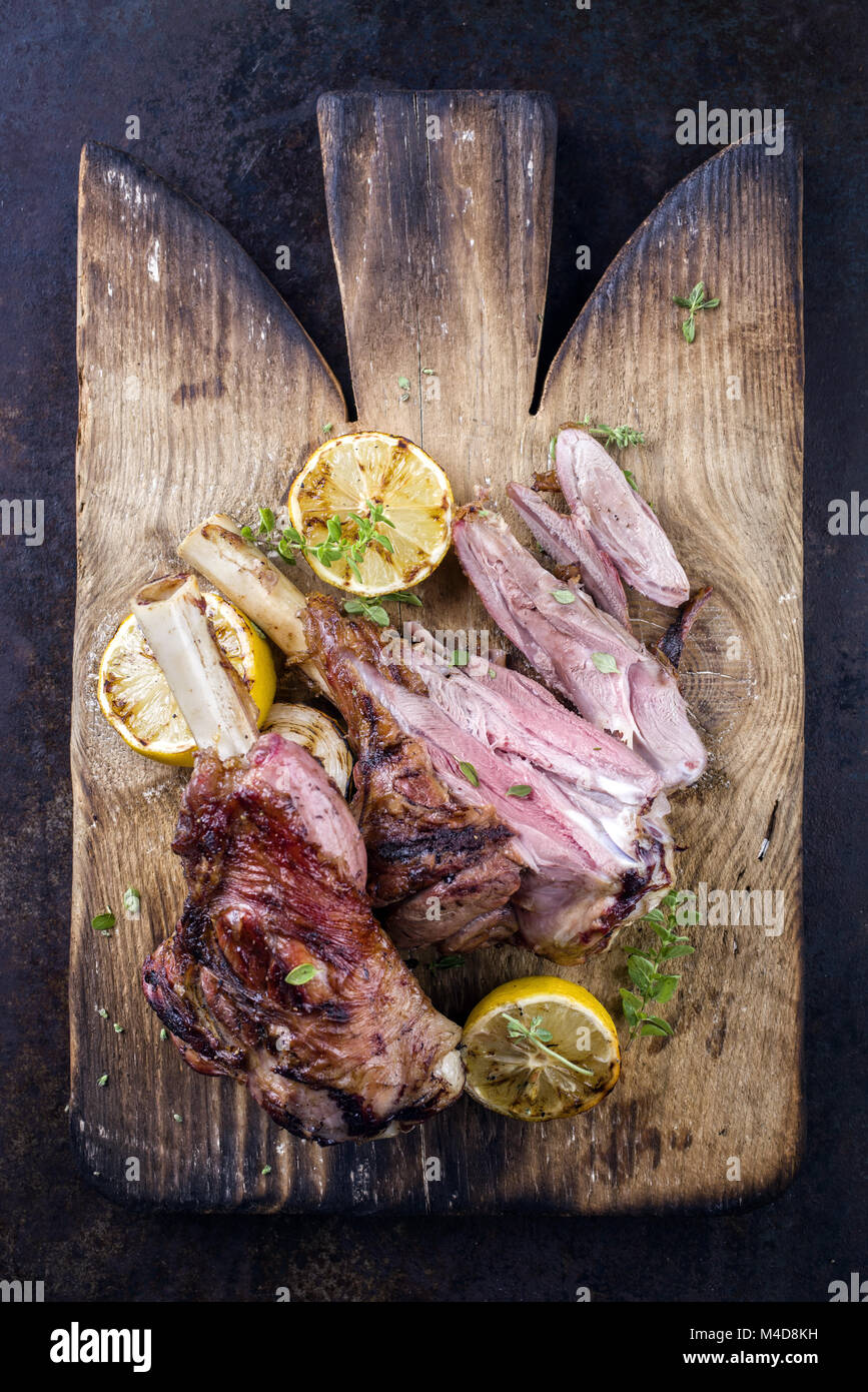 Barbecue Lamb Knuckles on Chopping Board Stock Photo - Alamy