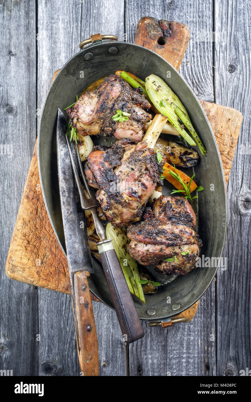 Lamb Knuckle with Vegetable in Copper Pot Stock Photo - Alamy