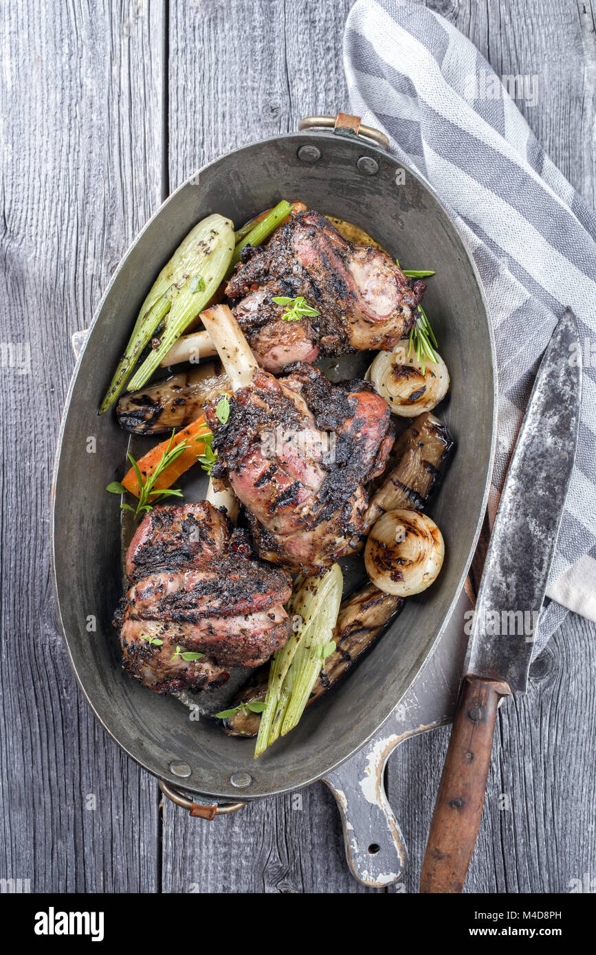 Lamb Knuckle with Vegetable in Copper Pot Stock Photo - Alamy