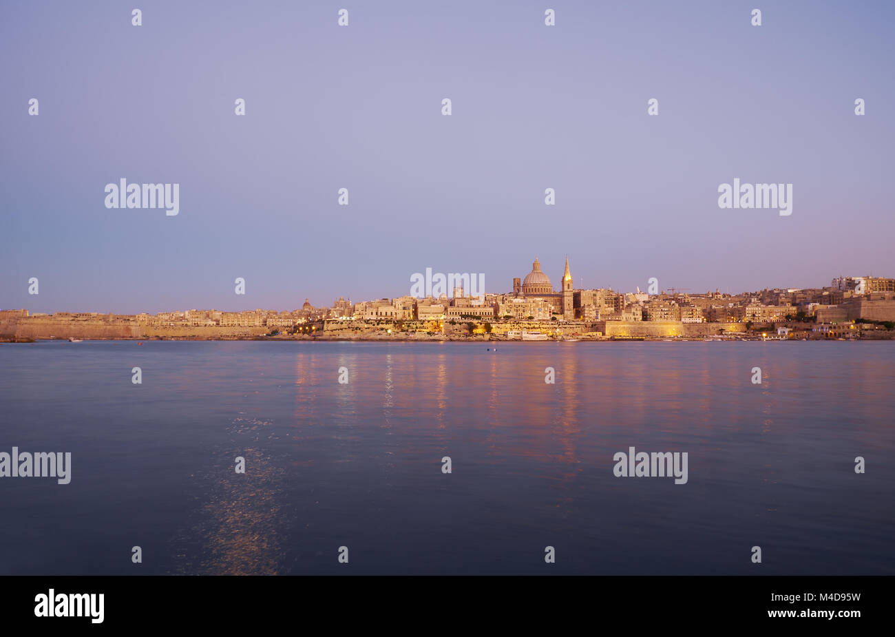 The night view of Valletta skyline from Sliema. Malta Stock Photo - Alamy