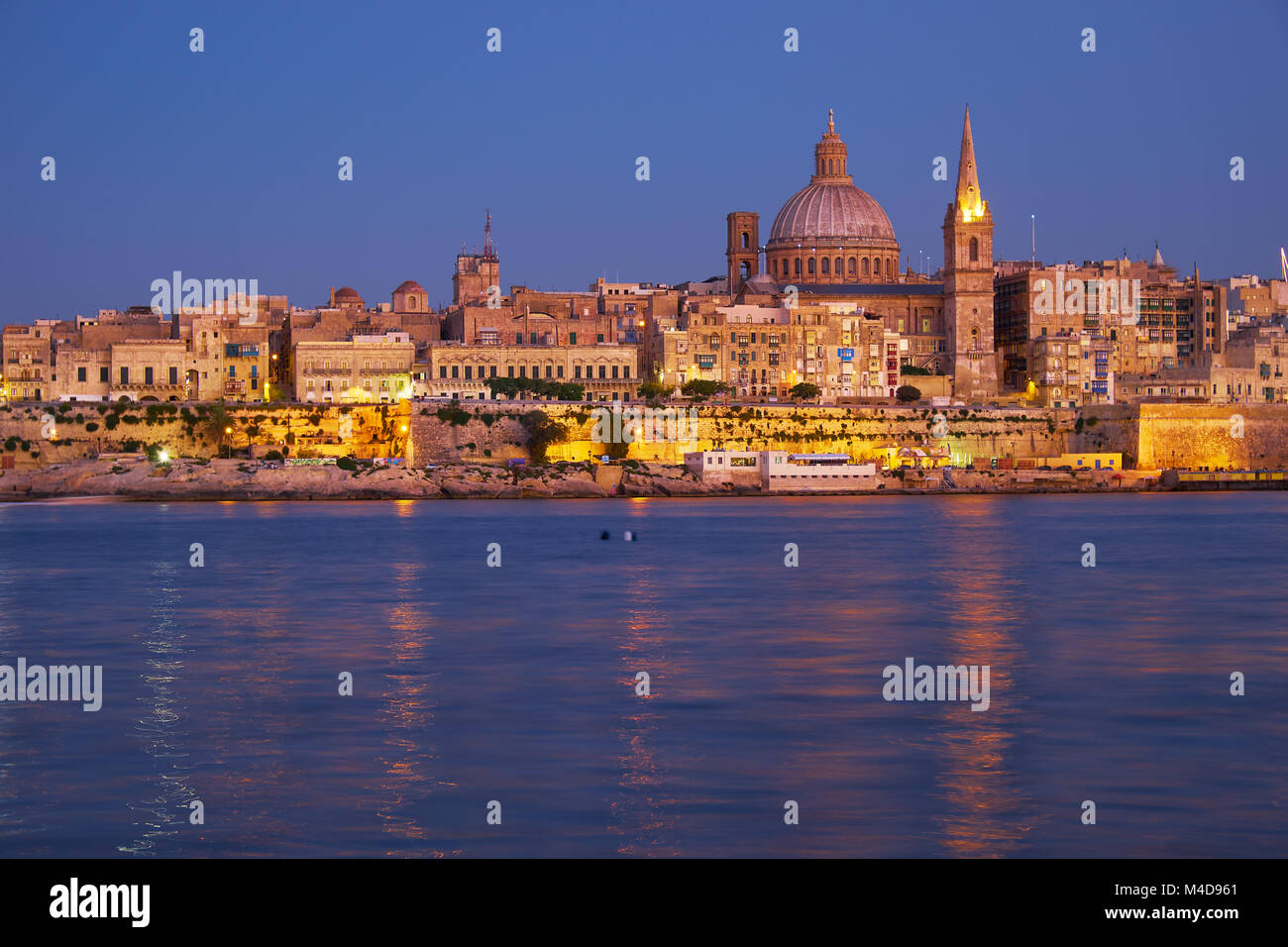 The night view of Valletta skyline from Sliema. Malta Stock Photo - Alamy