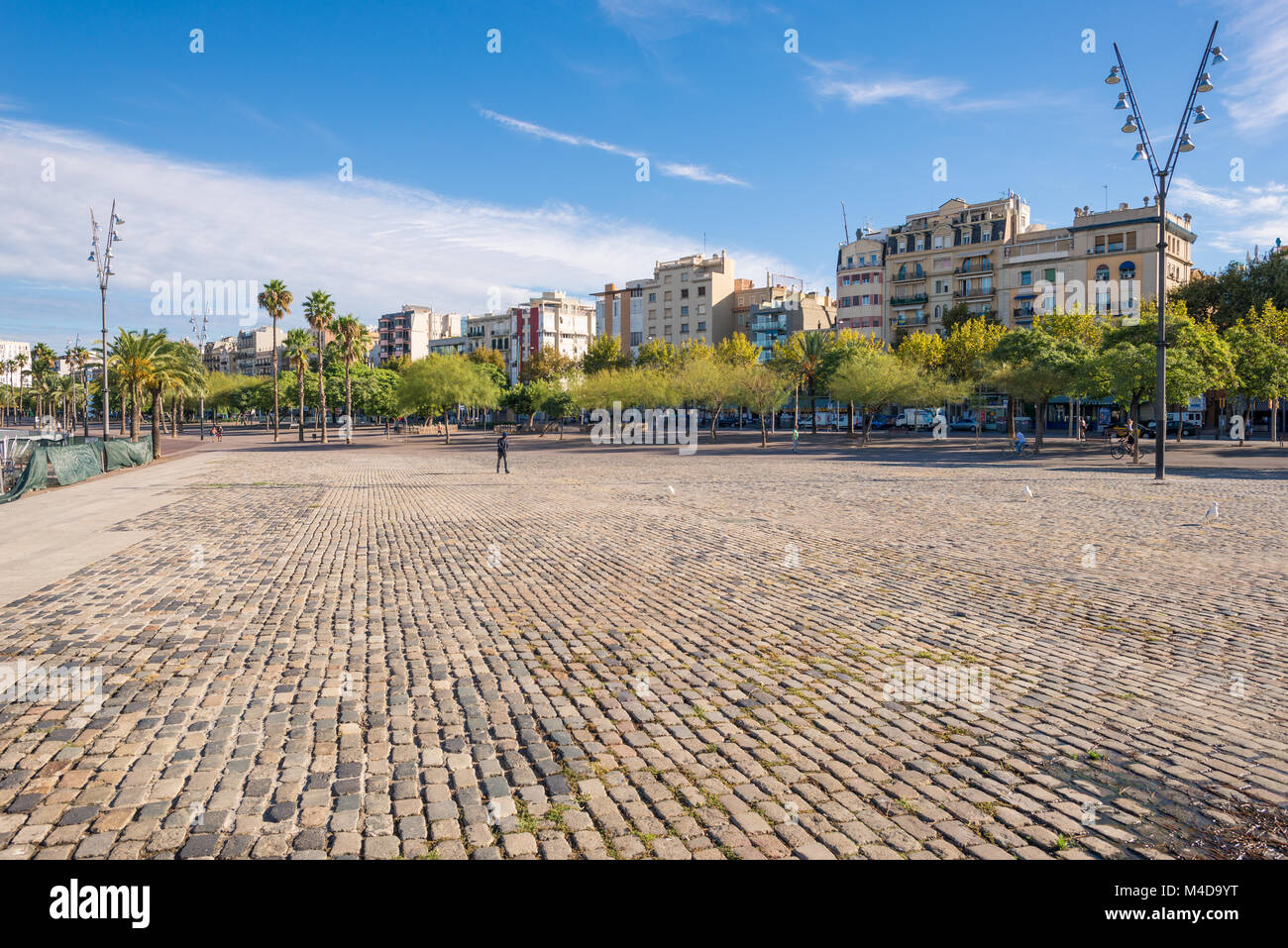 Public space in the Barceloneta district of Barcelona Stock Photo - Alamy