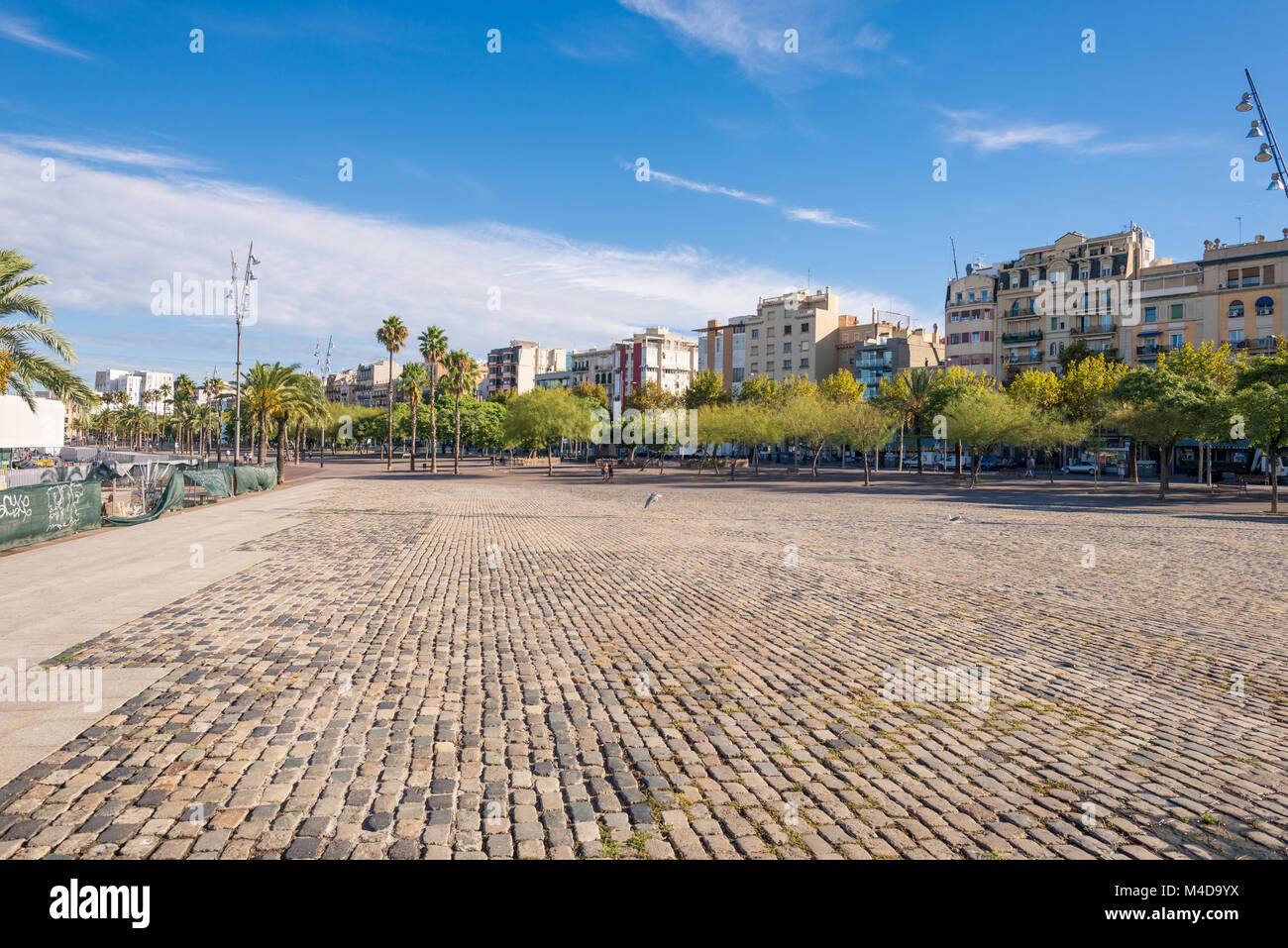 Public space in the Barceloneta district of Barcelona Stock Photo - Alamy