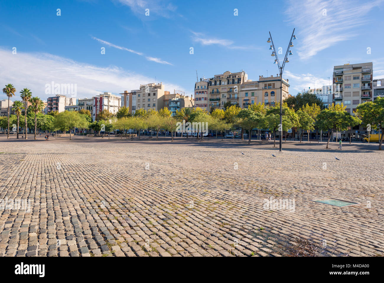 Public space in the Barceloneta district of Barcelona Stock Photo - Alamy