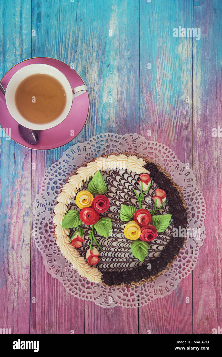 cakes on color background Stock Photo - Alamy