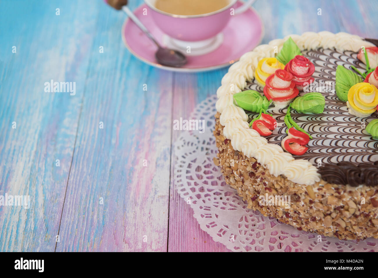 cakes on color background Stock Photo - Alamy