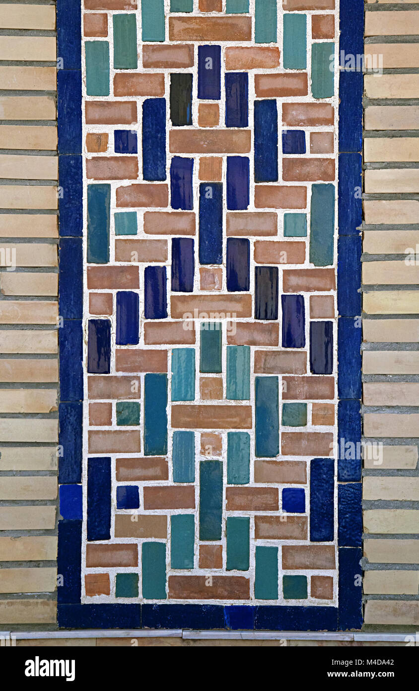 Old Eastern mosaic on the wall, Uzbekistan Stock Photo - Alamy